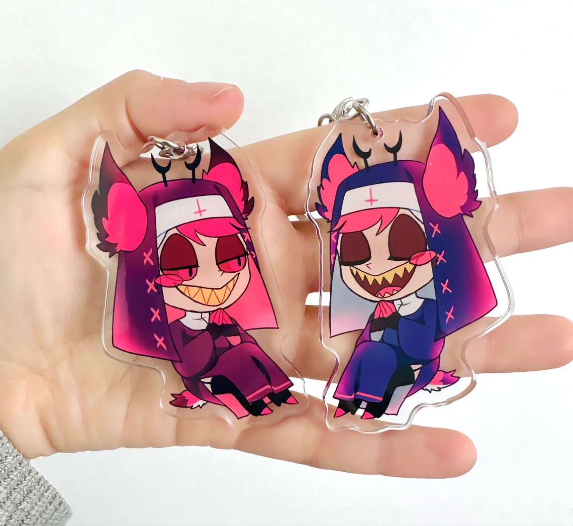 Nun Alastor, Priest Vox, Lute - Hazbin Hotel Keychain - Cute Chibi ...