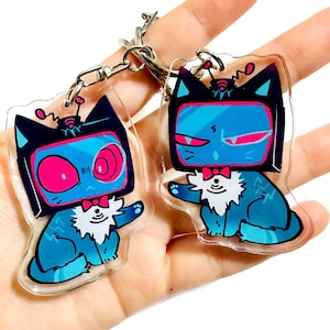 Cursed Cat Alastor, Vox, Lucifer - Hazbin Hotel Keychain - Cute Cursed ...