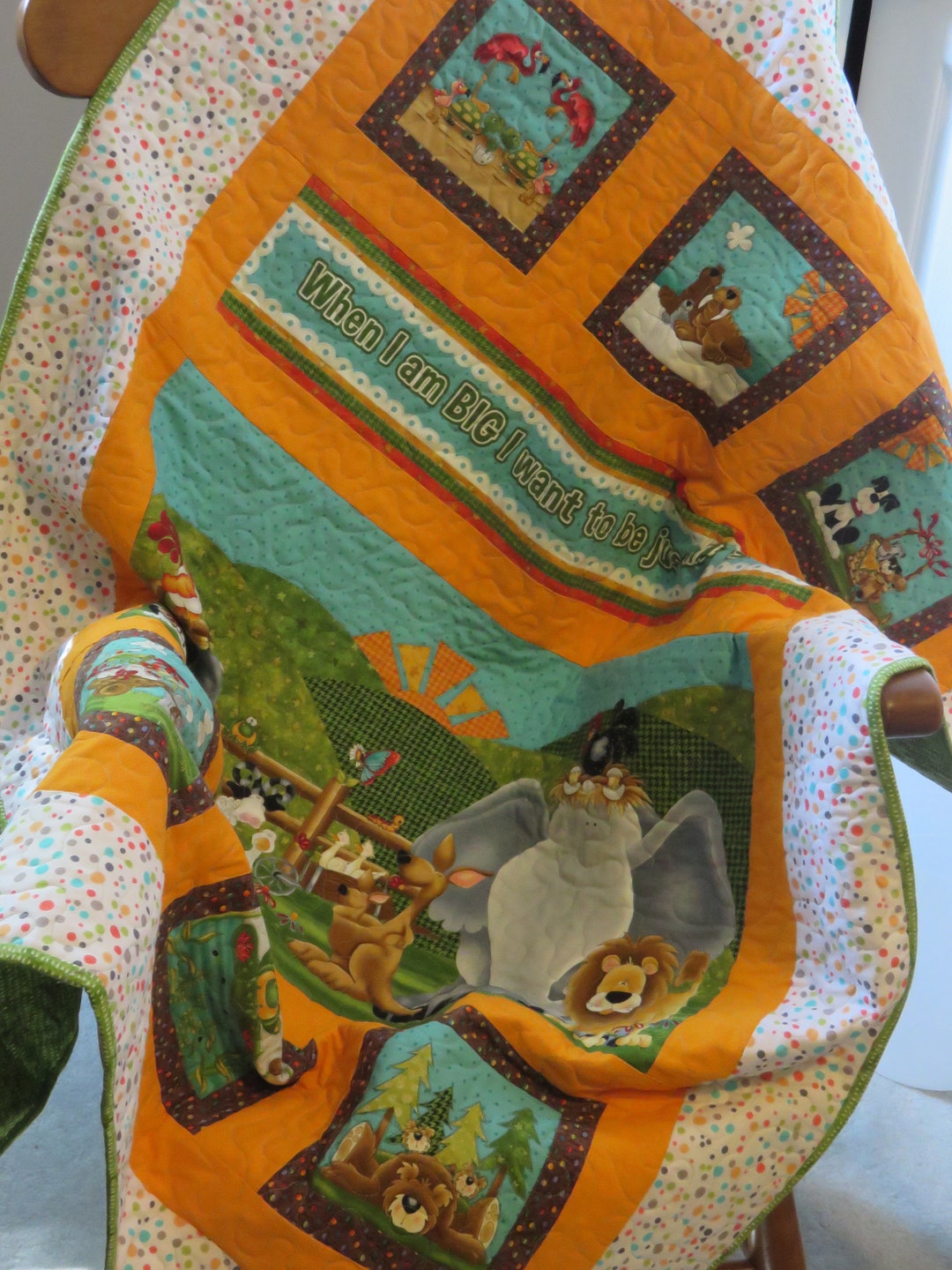 When I Grow up Farm Animals Baby Quilt, Gender Neutral Toddler Lap ...