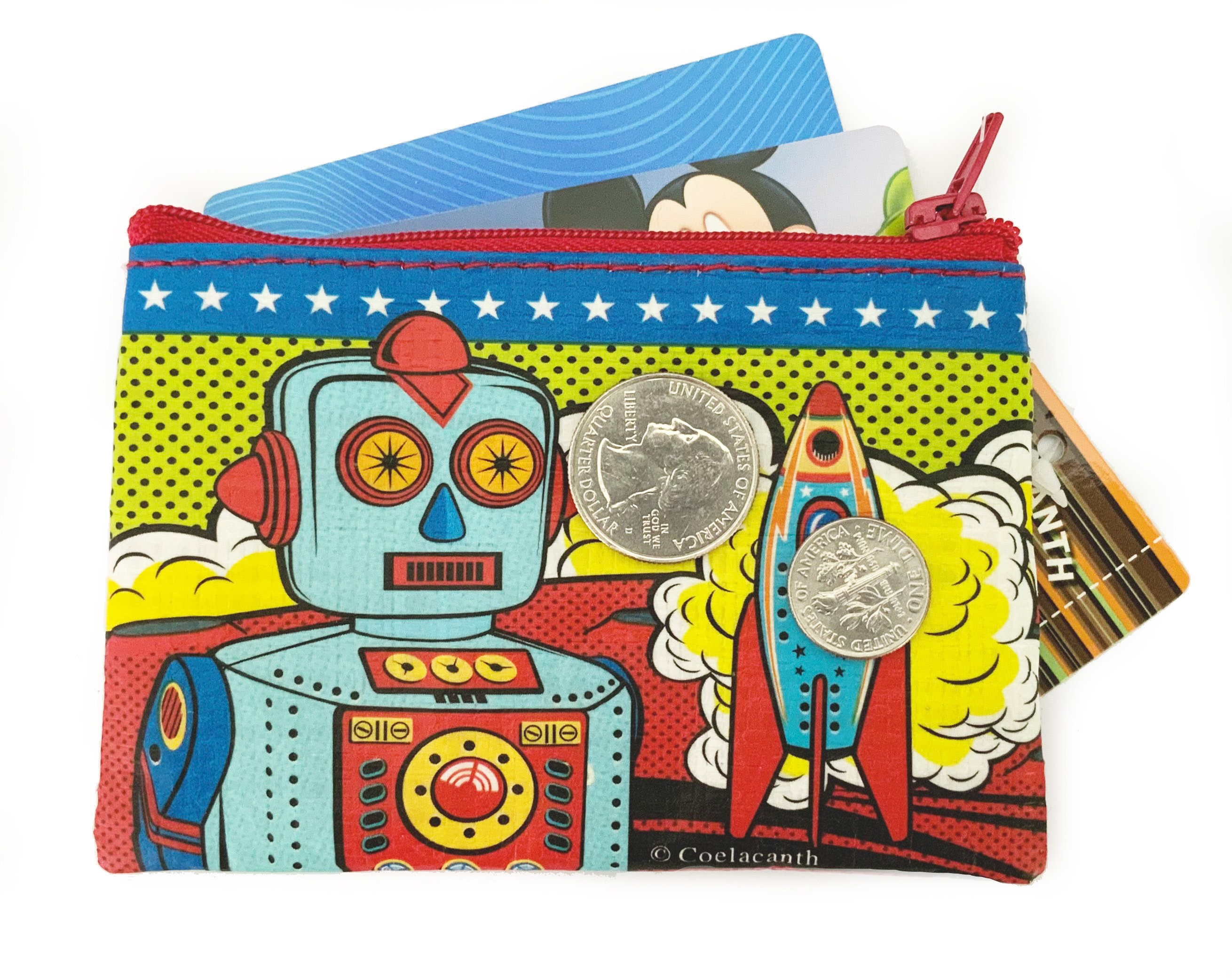 Comic Robot Retro Recycled Coin Purse Fun Purse Cartoon - Etsy