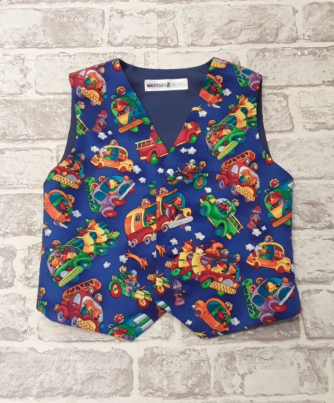 Boy's Waistcoat Funky Cars Made to Order - Etsy UK