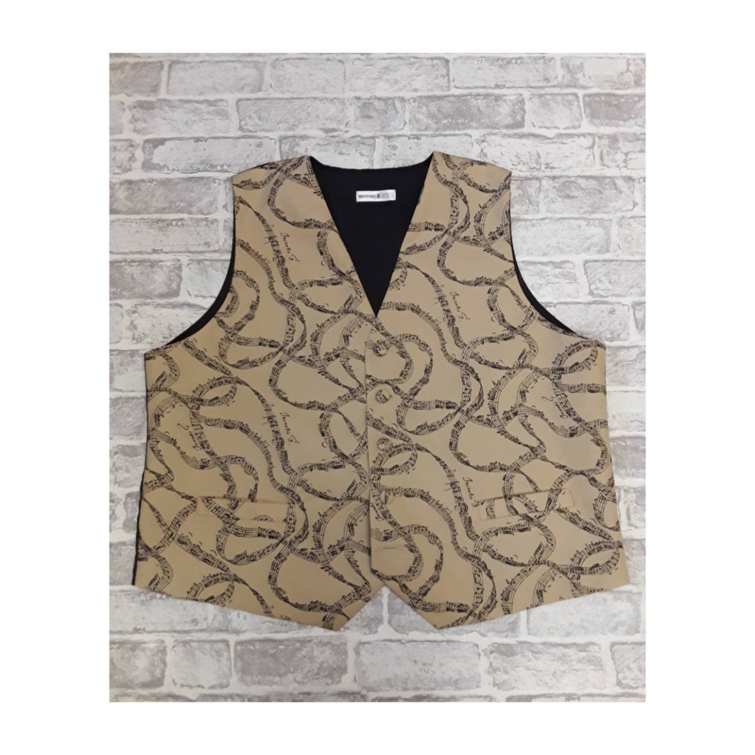 Men's Waistcoat, Men's Vest, Music Notes - 50"-52" Chest - Ready to ...