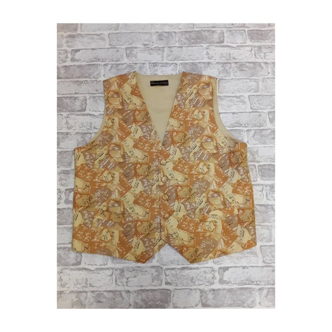 Men's Sheet Music Waistcoat: Handmade Cotton Vest - Made to Order - Etsy UK