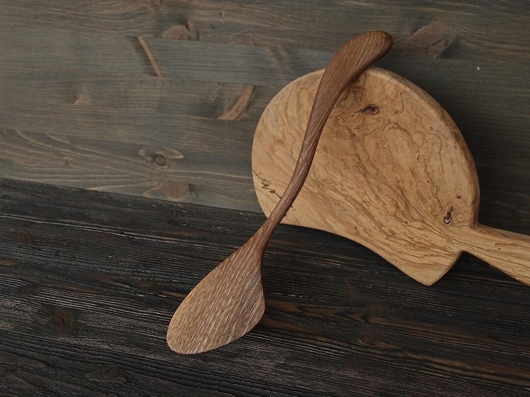 Hand Carved Walnut Wood Cooking Spatula, Unique Ergonomic Kitchen ...