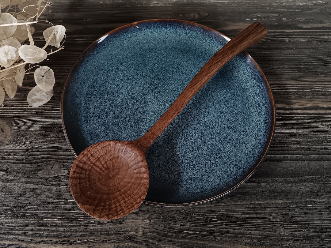 Unique Handcrafted Walnut Serving Spoon Chiseled Cooking Wooden Spoon ...