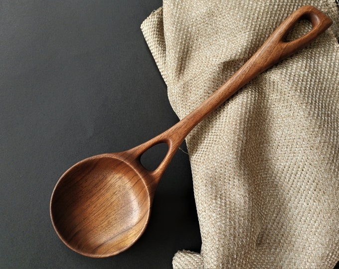 Large Wooden Ladle Serving Spoon From Walnut Wood Big Wooden Spoon ...