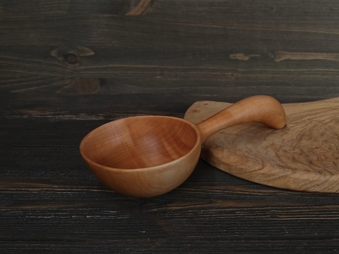Handmade Big Pear Wood Round Scoop Grain Scoop Flour Scoop Large ...