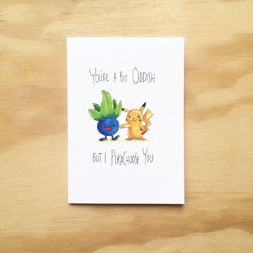 You're A Bit Oddish but I Pikachoose You | Handmade Greeting Card ...