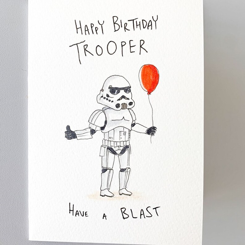 Happy Birthday Trooper Have a Blast Hand-drawn Designed and - Etsy