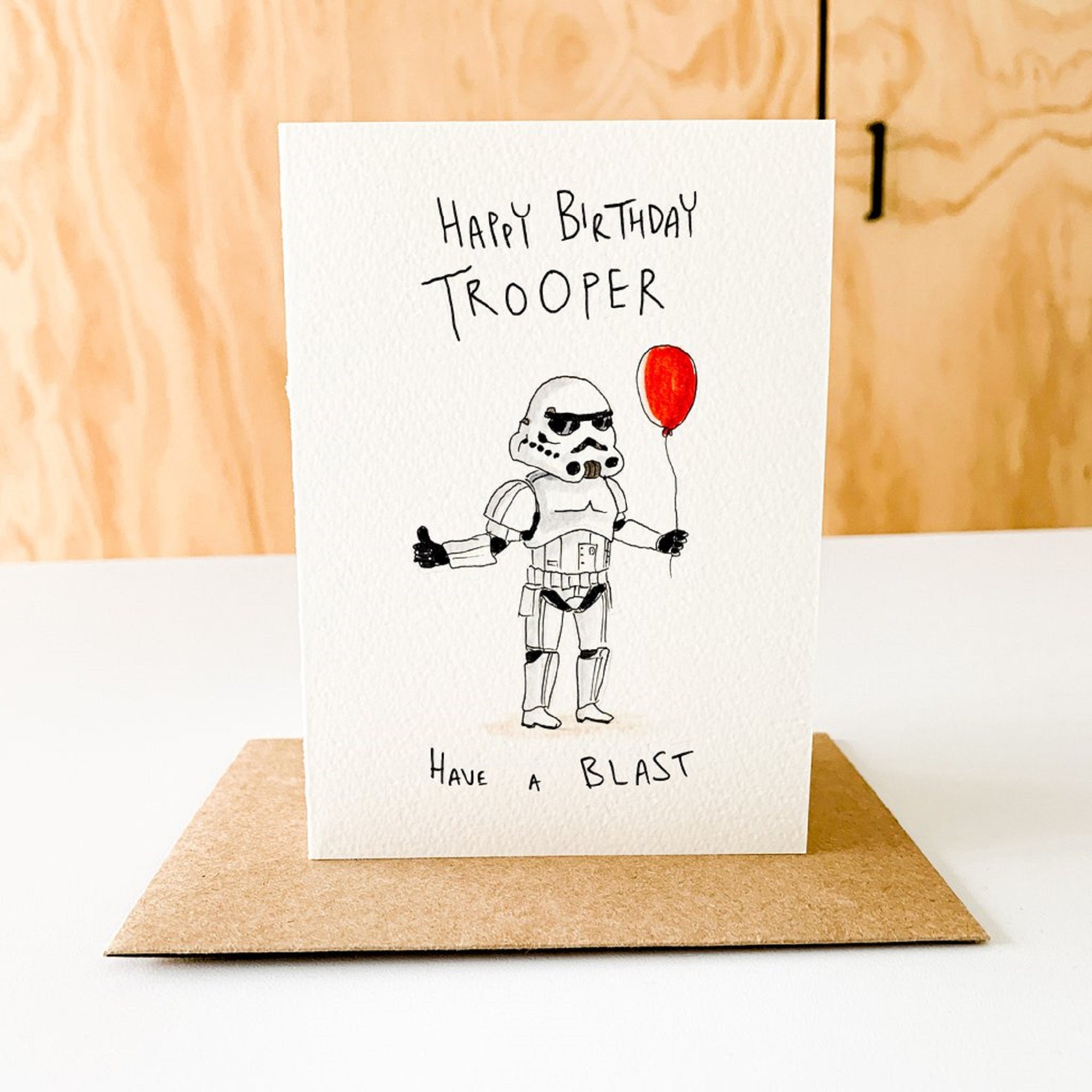 Happy Birthday Trooper Have a Blast Hand-drawn Designed and | Etsy