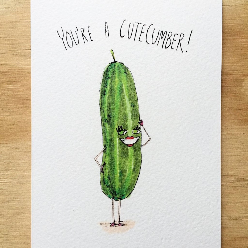 You're a Cute Cumber Handmade Greeting Card Love Card - Etsy