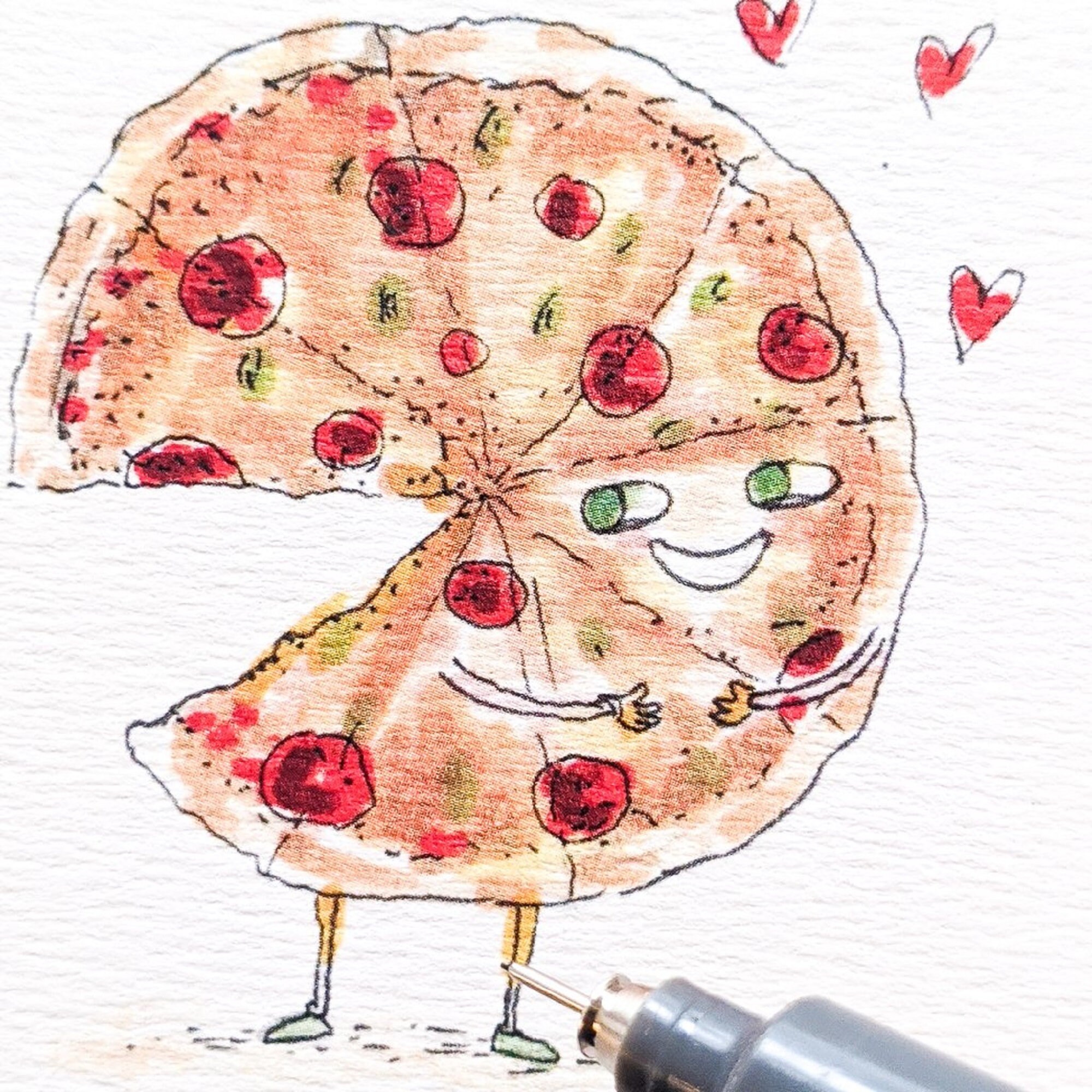 You Have a Pizza My Heart Card 300gsm C Grain Watercolour - Etsy