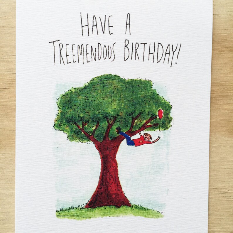 Have a Treemendous Birthday Handmade greeting card Funny | Etsy