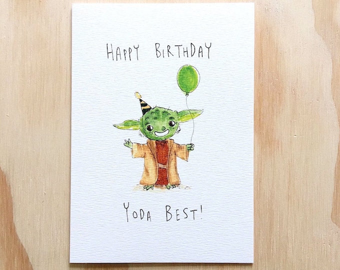 Happy Birthday, Yoda Best Handmade Greeting Card Funny Star Wars Card ...