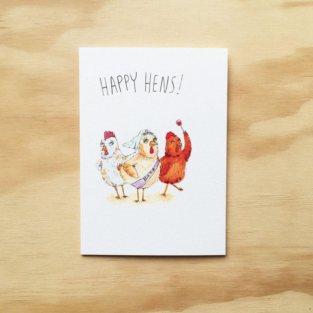 Happy Hens | Handmade Greeting Card | Hens Party Card | Chicken Card ...