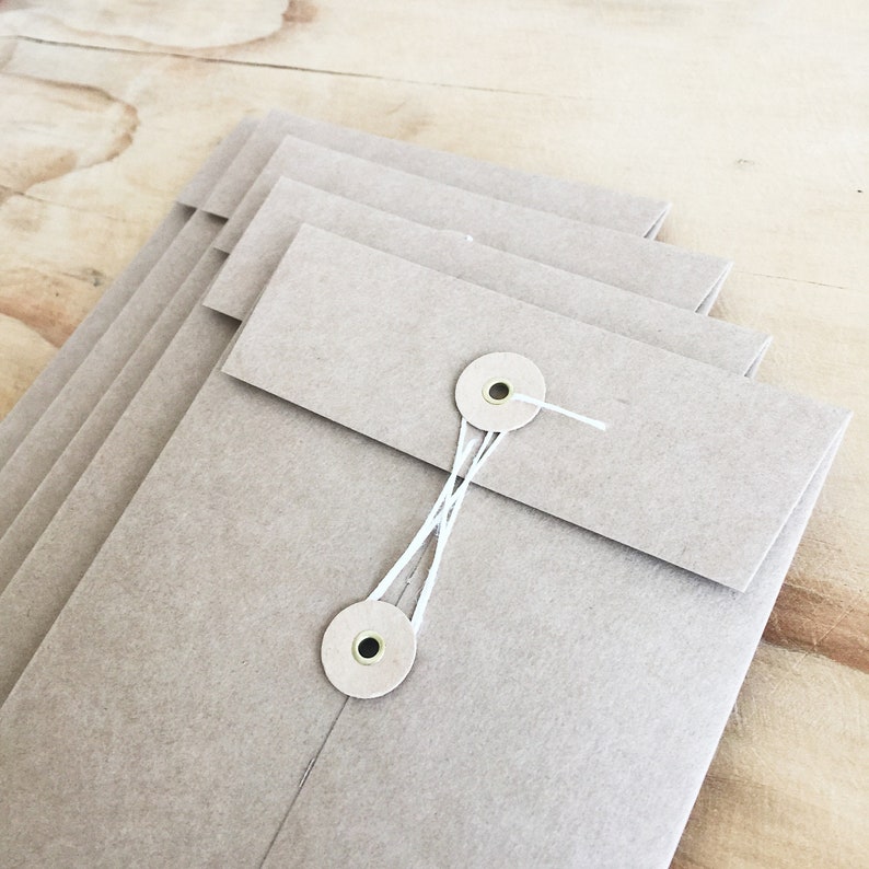 A6 C6 Brown Kraft String Tie Envelope pack string tie | Etsy
