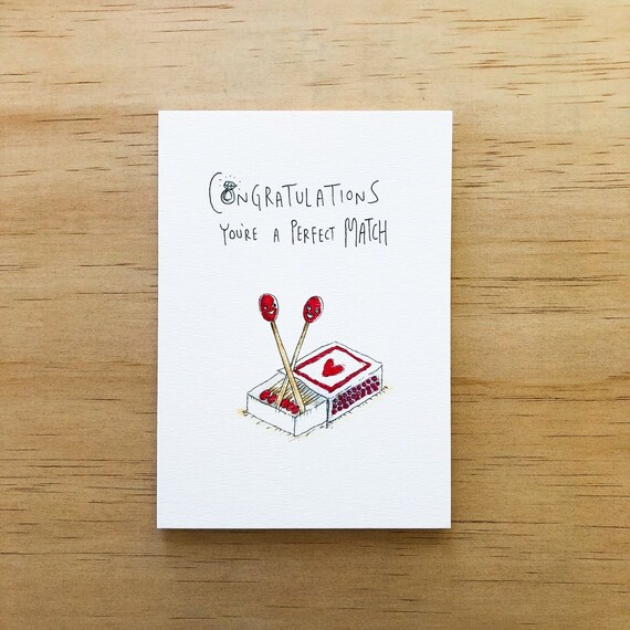 Congratulations You're a Perfect Match Handmade Greeting | Etsy