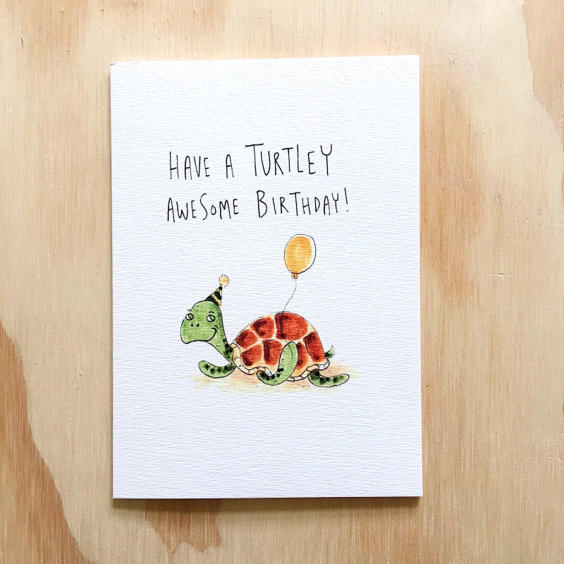 Turtle Birthday Card - Etsy