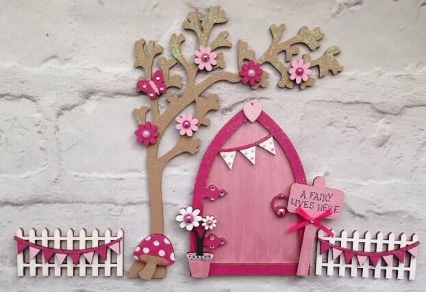 Magical Pink Fairy Door Set, Fairy Decoration, Pink Fairy Door, Fairy ...
