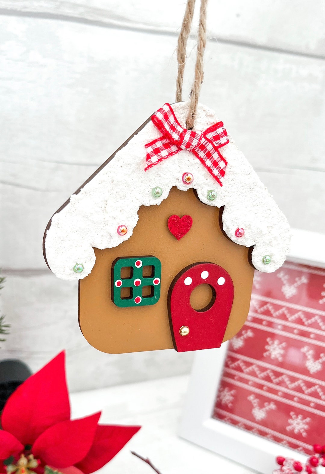 Traditional Wooden Gingerbread House Christmas Tree Decoration ...