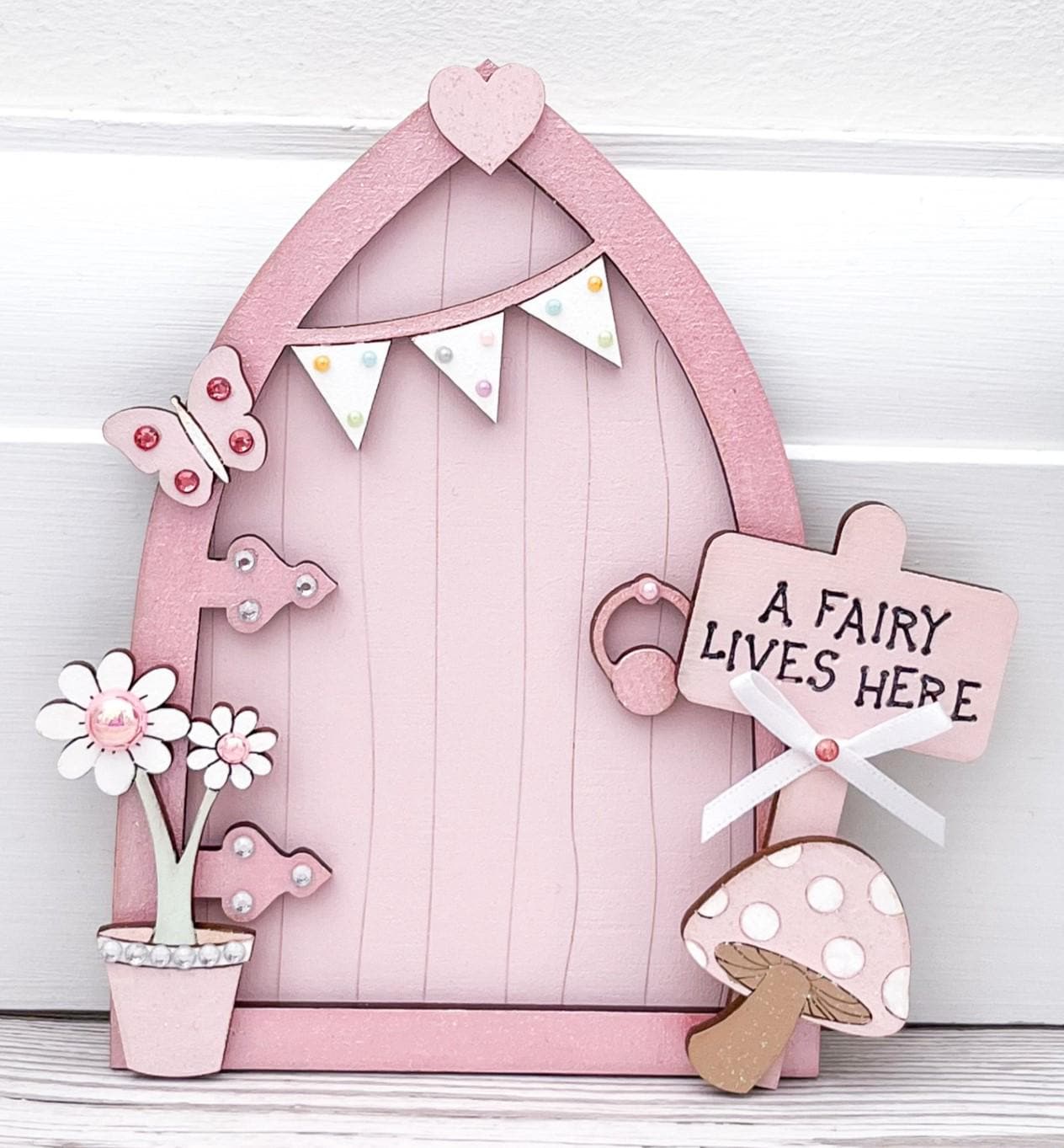 Magical Light Pastel Pink Fairy Door, Handpainted With Embellishments ...