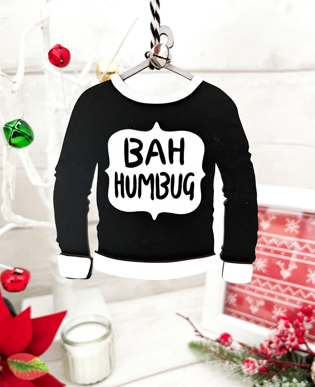 Funny 'bah Humbug' Wooden Christmas Jumper Ornament: Novelty Gift - Etsy
