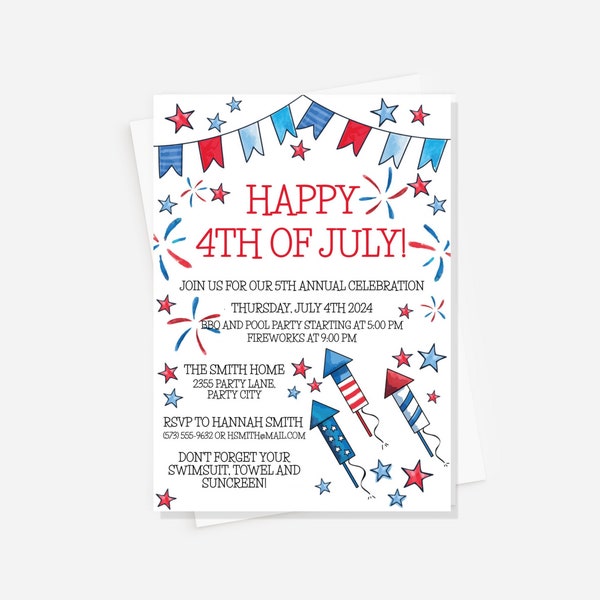 July 4th Invitations - Etsy