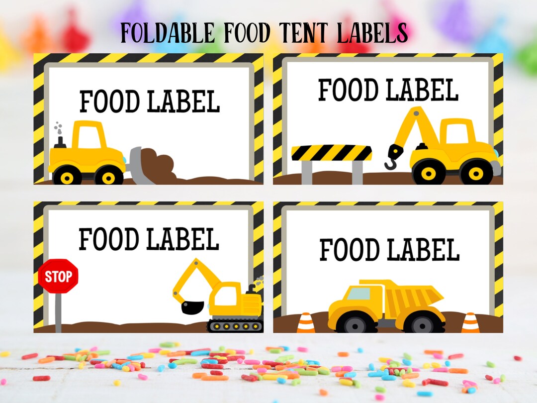 Editable Construction Birthday Food Tent Labels for Boys Birthday Party ...