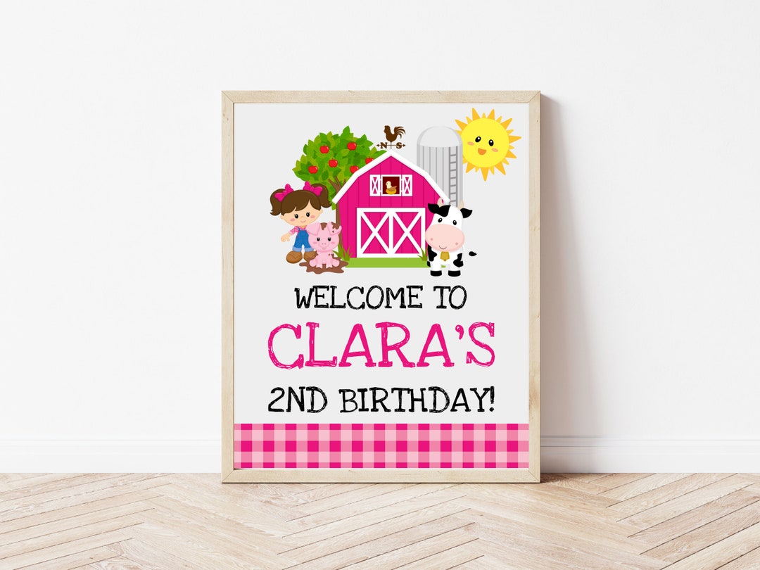 Editable Farm Birthday Party Welcome Sign for Girls Barnyard Birthday ...