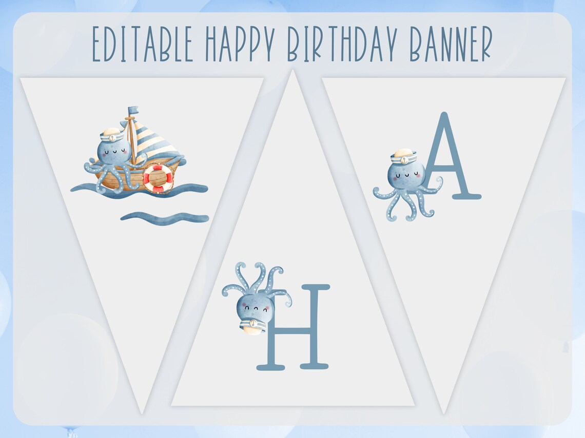 Editable Nautical Birthday Banner for Boys First Birthday - Etsy