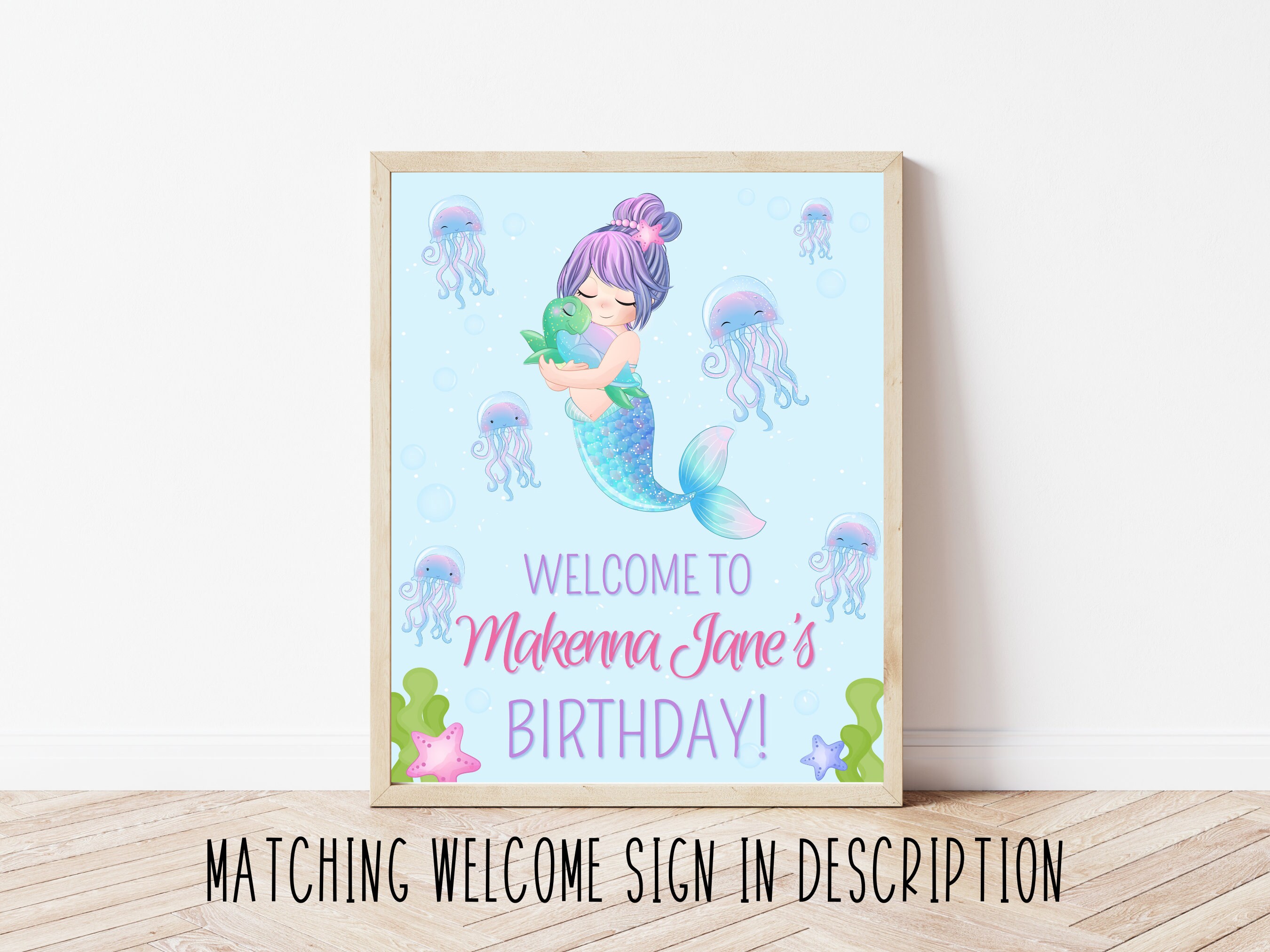 Editable Mermaid Birthday Sign for Girls Under the Sea Themed - Etsy