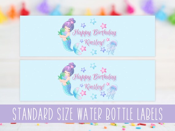 Editable Mermaid Water Bottle Label for Girls Under the Sea - Etsy