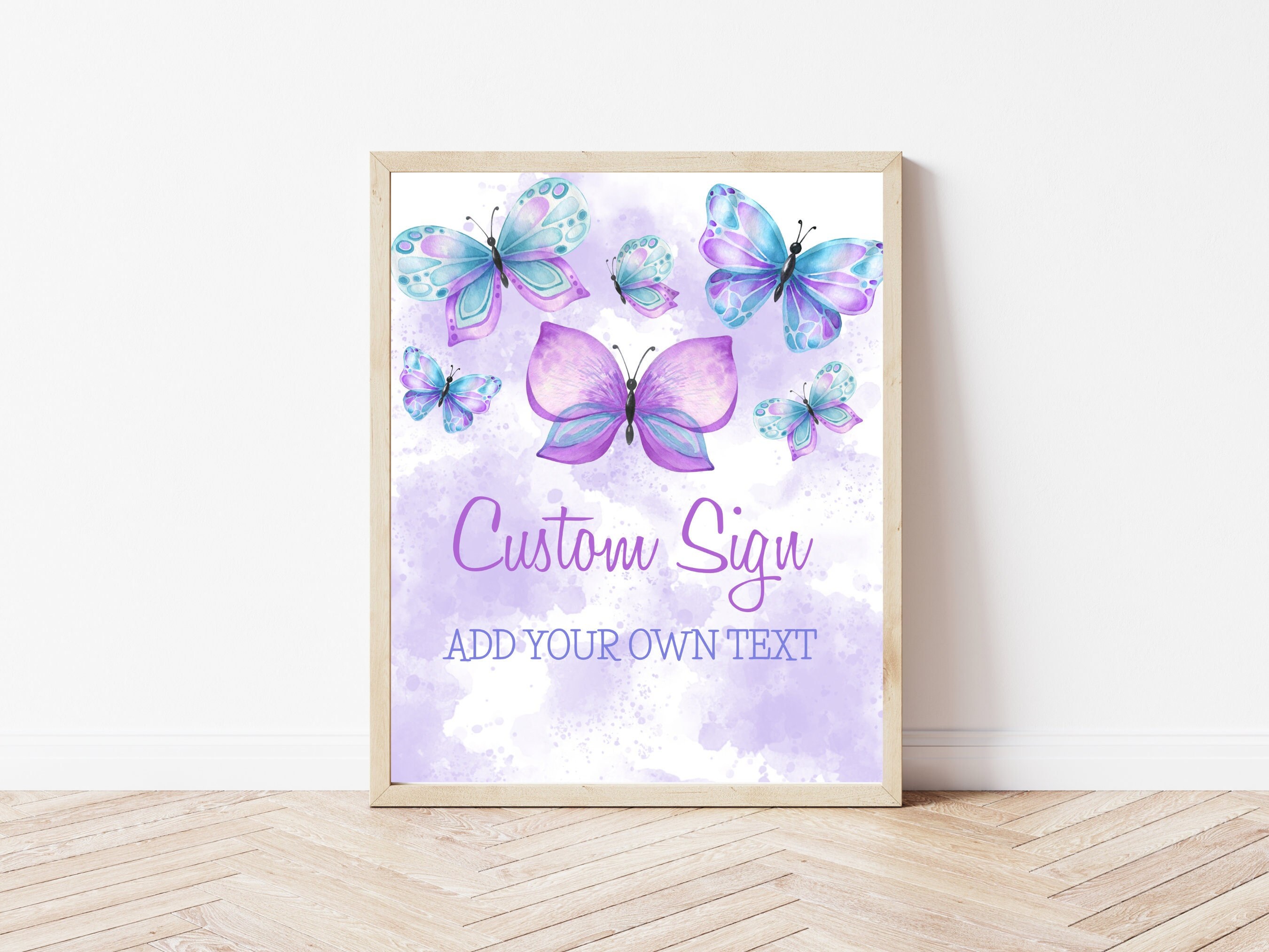 Purple Butterfly Custom Birthday Sign Editable Birthday Sign - Etsy
