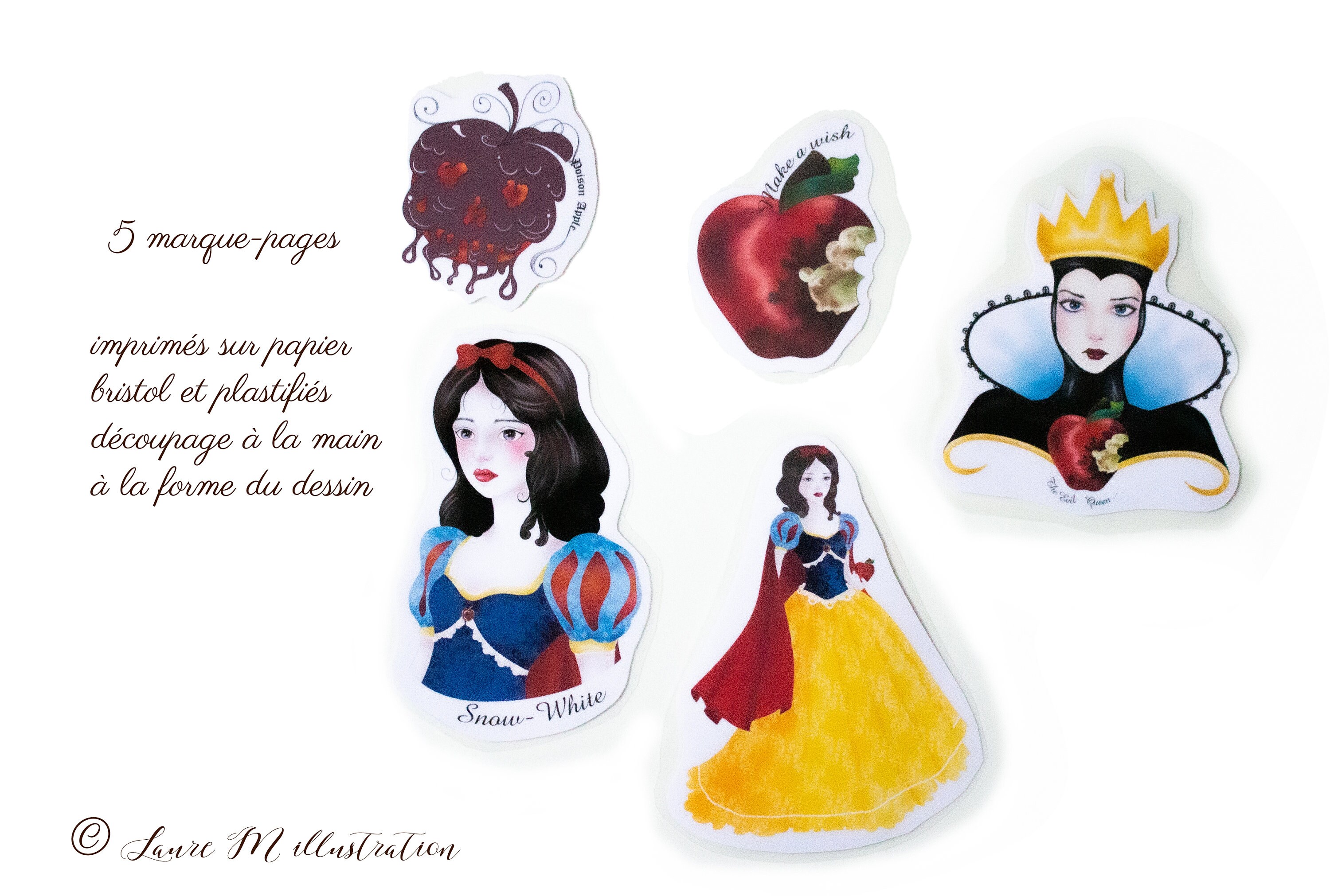 Original Set Cards and Bookmarks on the Theme Snow White Ideal for ...