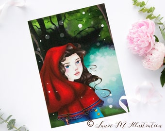 Red Riding Hood Postcard - Etsy