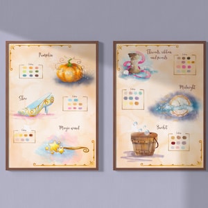 Illustrations of Cinderella's Accessories, Objects and Dresses, to ...