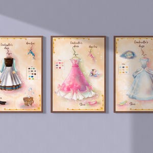 Illustrations of Cinderella's Accessories, Objects and Dresses, to ...