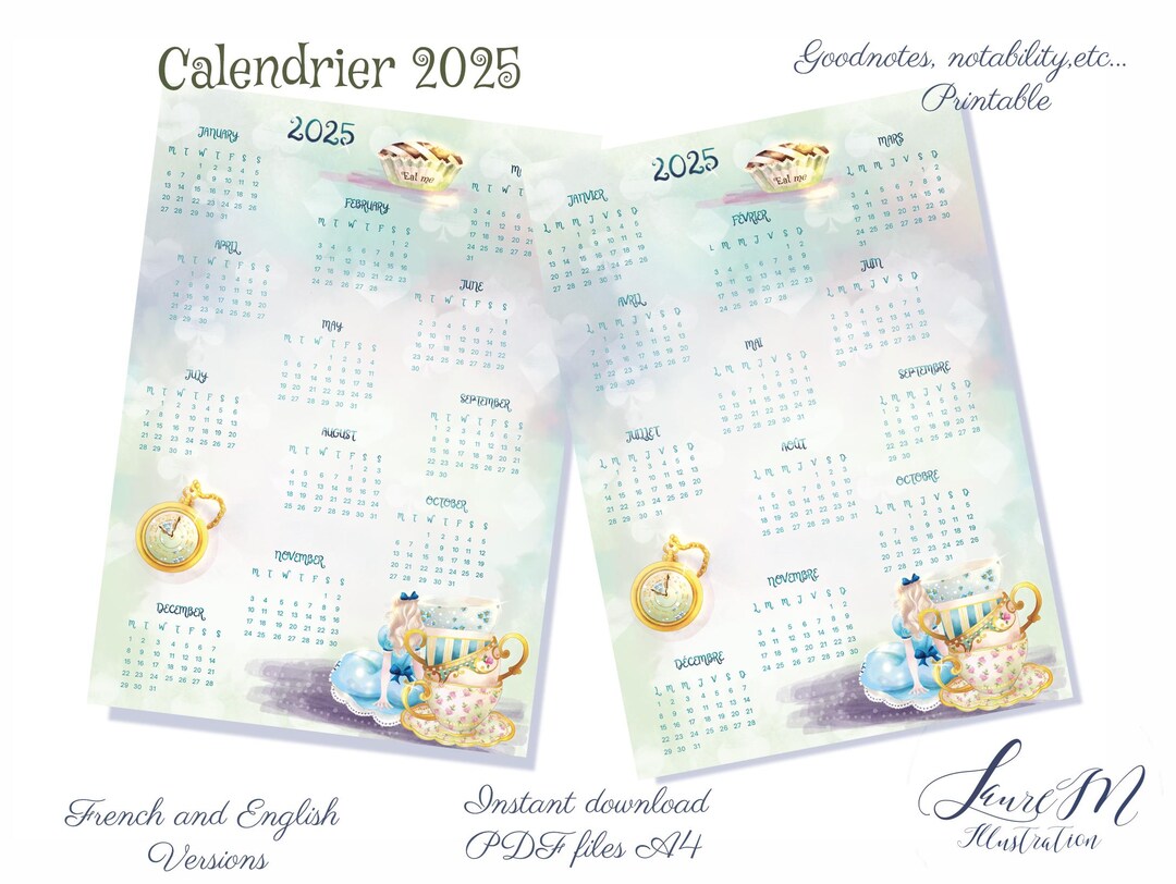 Alice Calendar 2025 PDF High Resolution for Digital Use on Tablet or ...