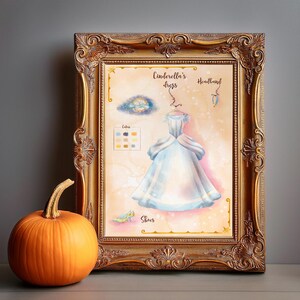 Illustrations of Cinderella's Accessories, Objects and Dresses, to ...