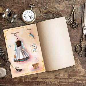 Illustrations of Cinderella's Accessories, Objects and Dresses, to ...