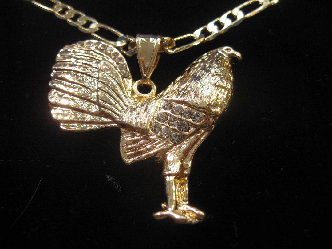 GALLO 24" Cadena 14K 2COLOR Oro Laminado Czs/2color GOLD Plated ROOSTER ...