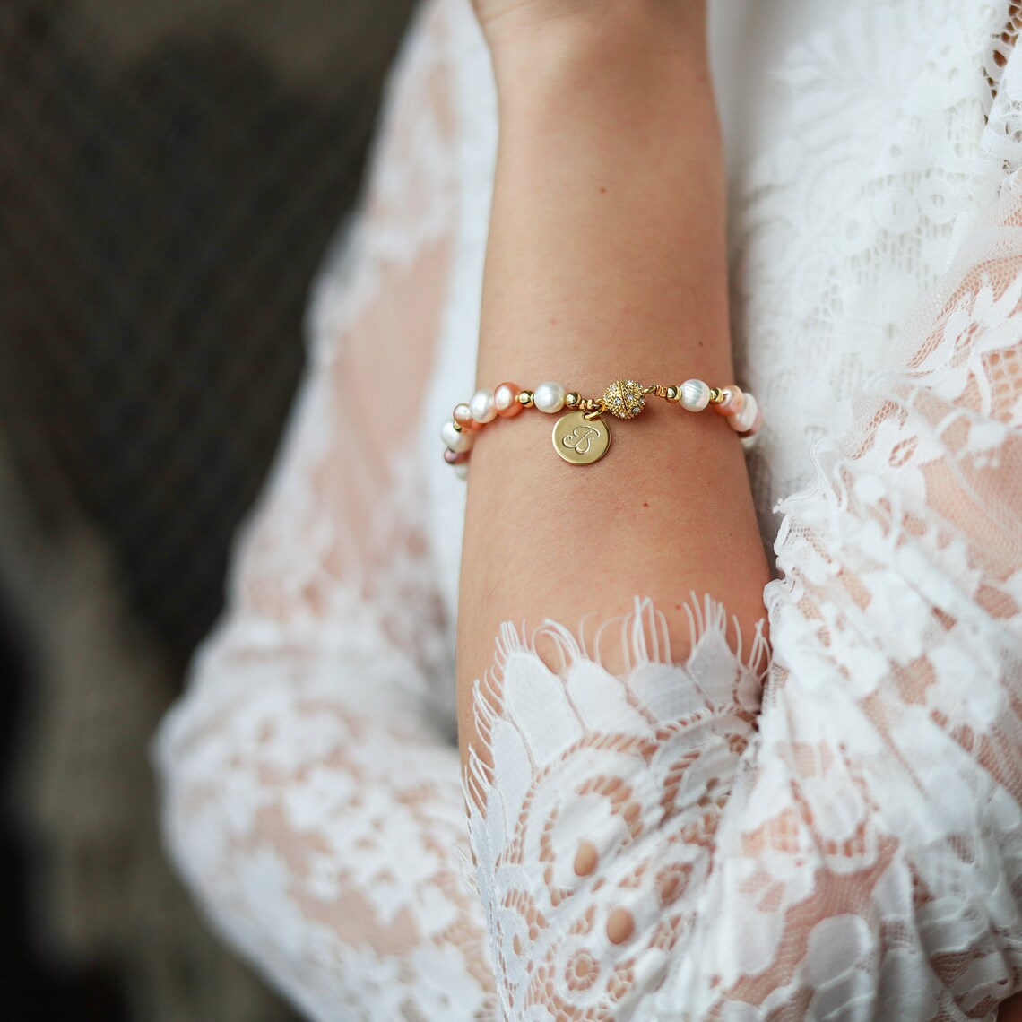 Baroque Pearl Bracelet Personalized, 14K Gold Filled, Natural ...