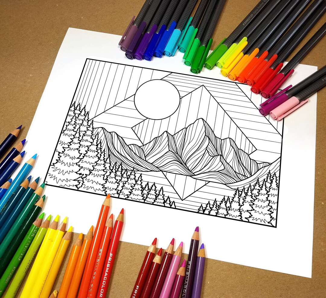 Mountain Gradients Coloring Page Digital Download - Etsy
