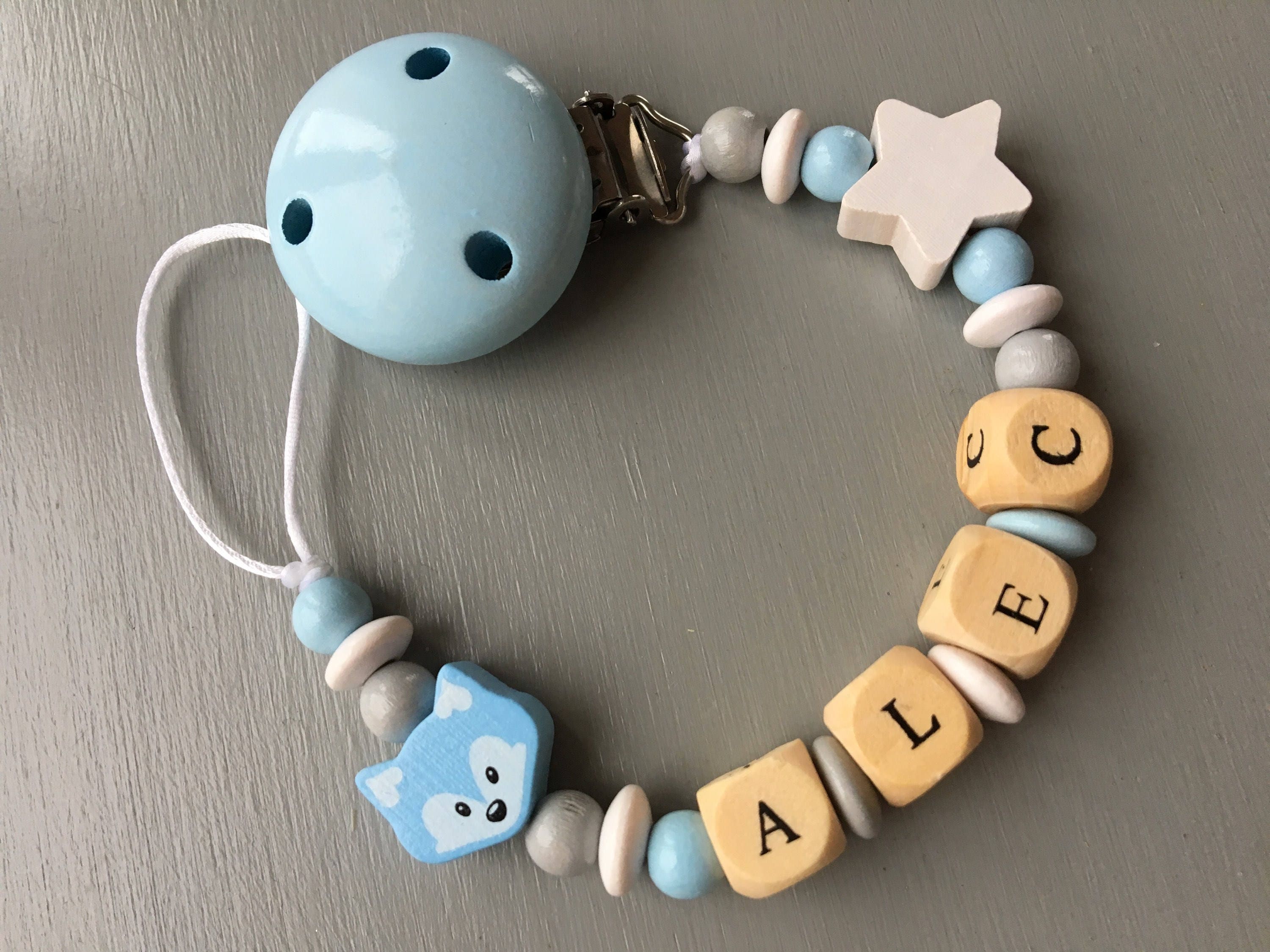 Personalized Pacifier Clip-pacifier Beads Made of Wood With - Etsy UK