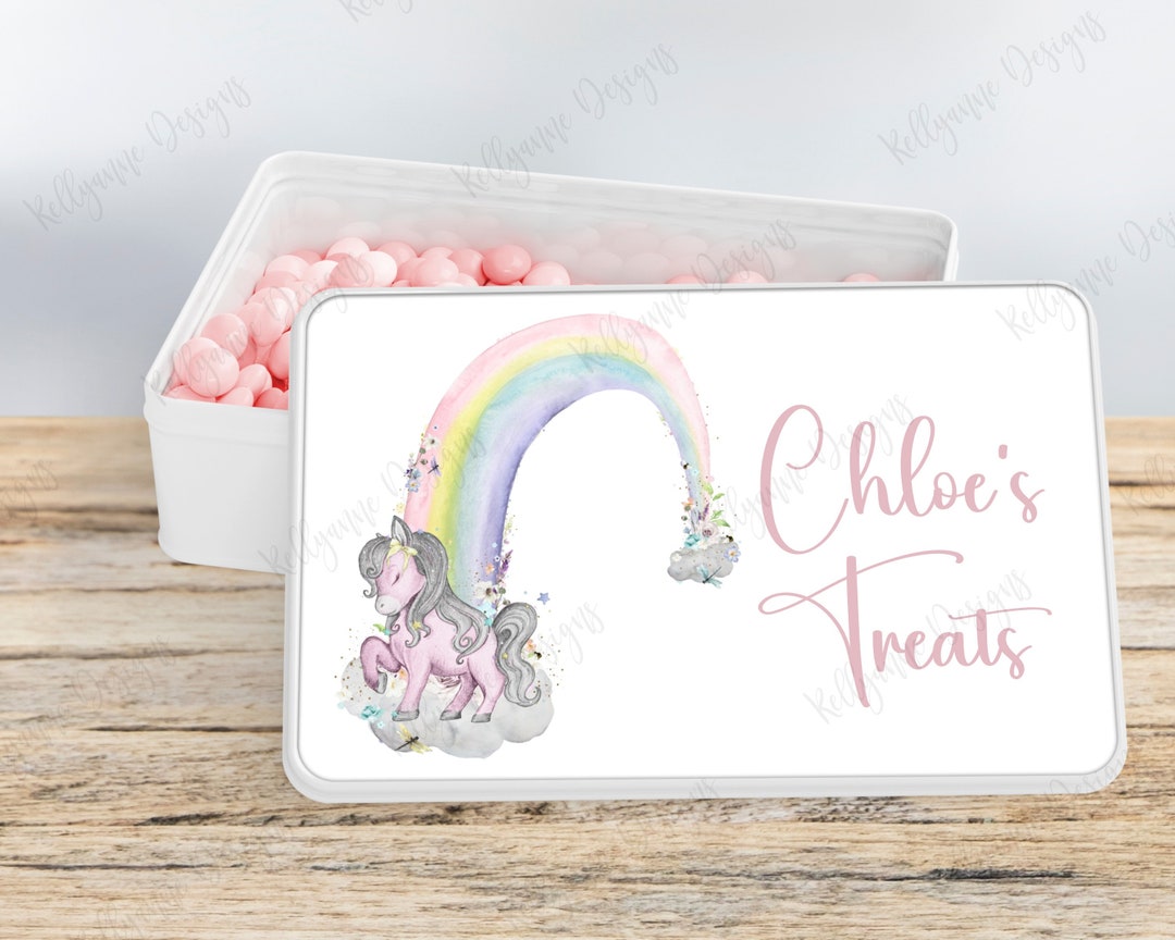 Pony Storage Tin, Rainbow Pony, Personalised Horse, Horse Lover Tin ...
