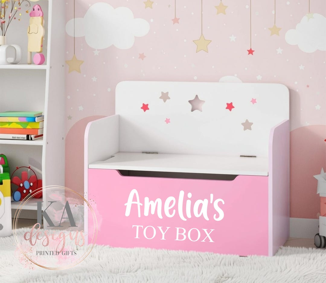 Personalised Toy Box Sticker, Custom Name Vinyl Decal for Kids Storage ...