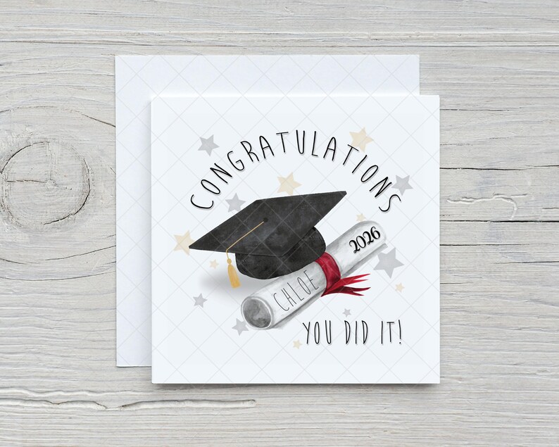 Personalised Graduation Card 2026, Congratulations, 6x6 Linen Card - Etsy