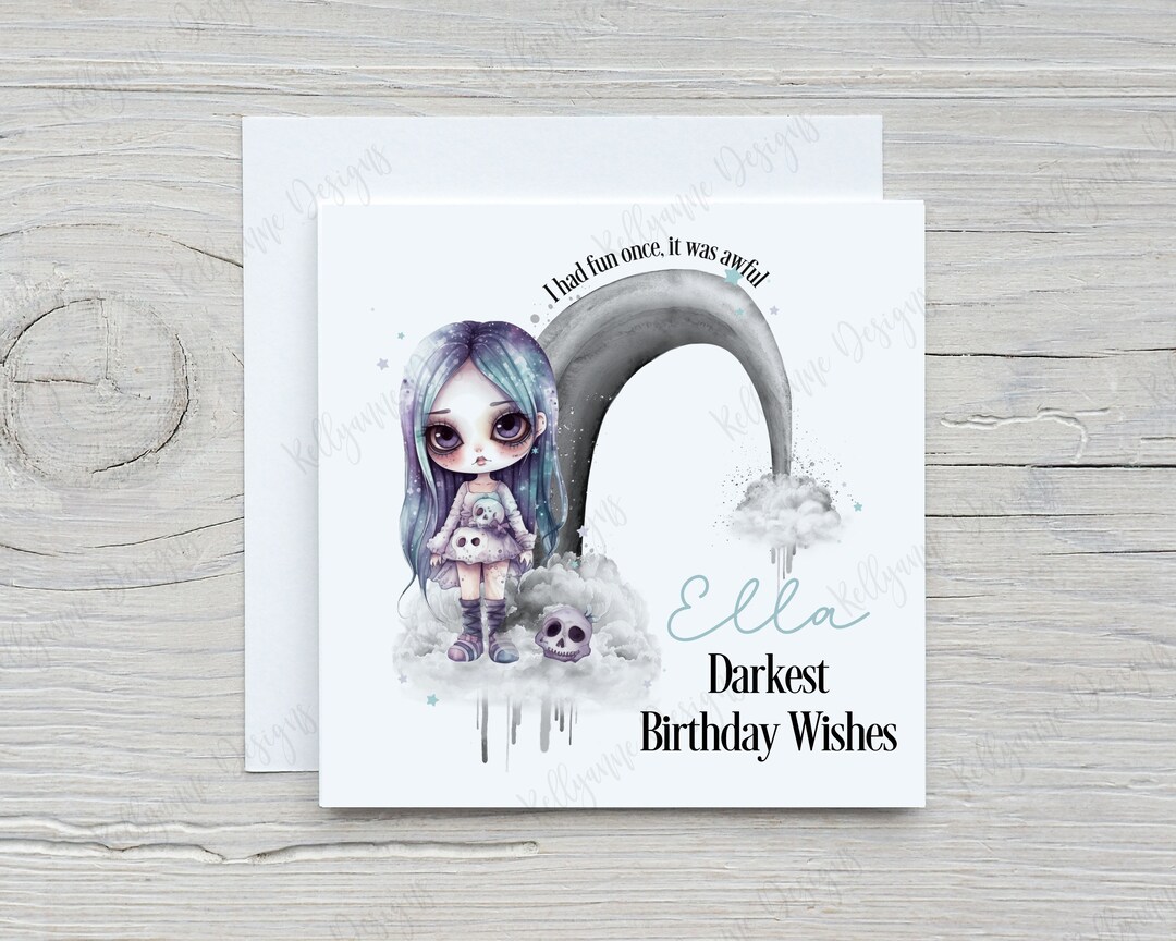 Gothic Birthday Card, Personalised Goth Card, Card for Witch, Card for ...