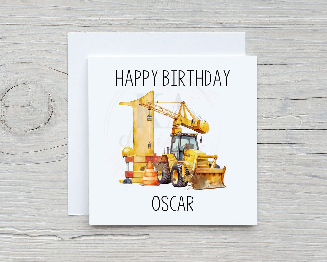 Kids Birthday Card, Digger Card, Boy Birthday Card, Girl Birthday Card ...