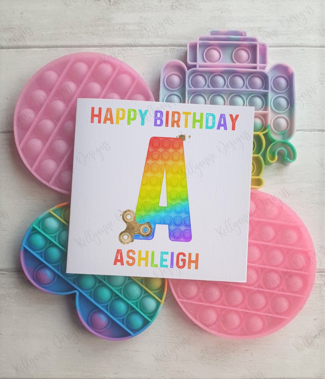 Personalised Fidget Popper Birthday Card, Rainbow Pop It Card, Pop It ...